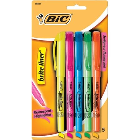 Bic Bic Usa Inc BICBLP51ASST Bic Bright Liner Highlighters 5Pk Assorted ...