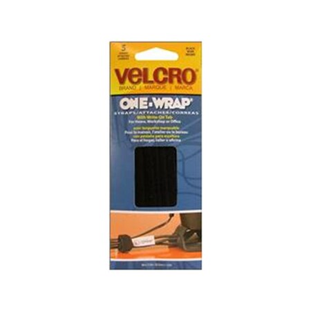 Velcro Brand Hook Eye Adhesive One Wrap Tie with Tab 0.5 x 8 in. Black ...