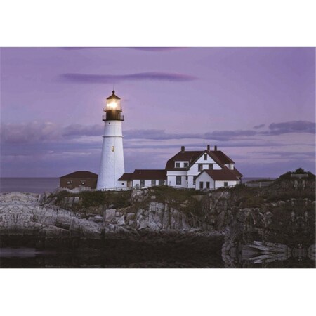 Purely Pecan 15.75 x 23.5 in. LED Lighted Coastal Lighthouse Home with ...