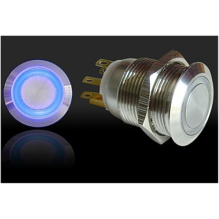 Autoloc Power Accessories 19mm Momentary Billet Button with LED Blue ...