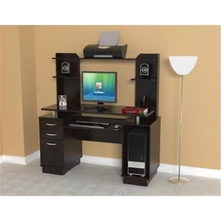Inval America Inval CC-4301 Credenza and Computer Workcenter With Hutch ...