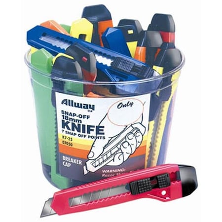 Allway Allway Tools 25 Piece 18MM Snap-Off Neon Knife Bucket K7-25 ...
