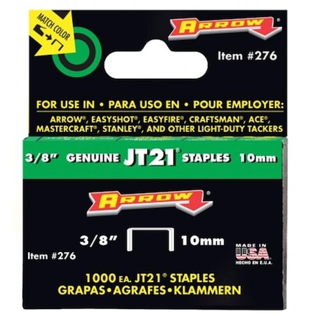 Arrow Fastener Arrow Fastener Co. .38in. JT21 Staples 276 79055027386 ...