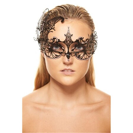 Kayso Black Luxury Metallic Butterfly Laser Cut Masquerade Mask with ...