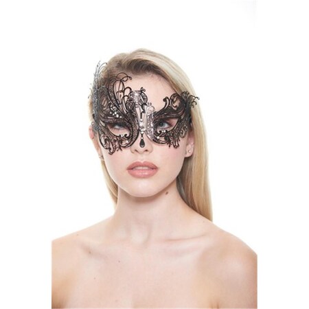 Kayso Black Laser Cut Masquerade Mask with Clear Rhinestones One Size ...