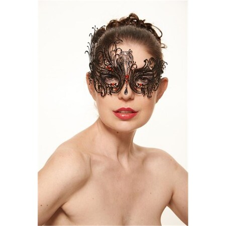 Perfectpretend Black Swirly Majestic Swan Masquerade Mask with Red ...