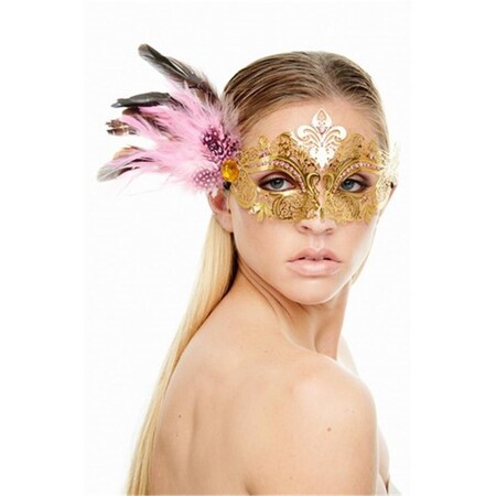 Supriseitsme Classic Crowne Gold Laser Cut Masquerade Mask with Pink ...