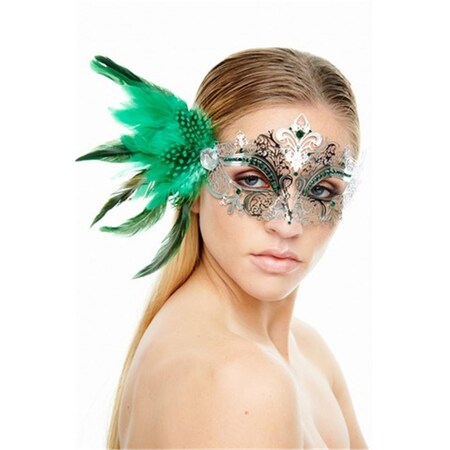 Kayso Classic Crowne Silver Laser Cut Masquerade Mask with Green Flower ...
