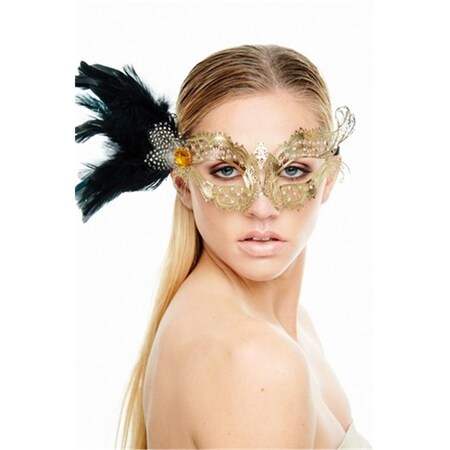 Perfectpretend Mysterious Elegance Gold Laser Cut Masquerade Mask with ...