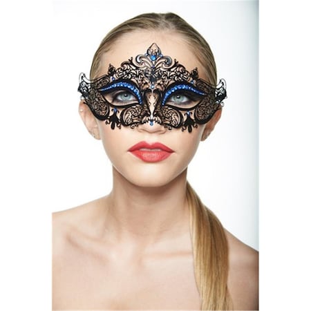 Kayso Classic Crowne Black Laser Cut Masquerade Mask with Blue ...