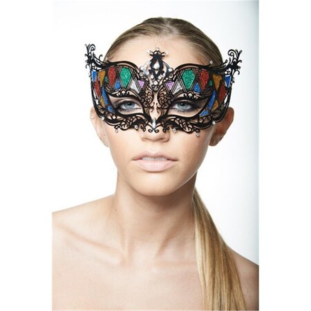 Supriseitsme Black Crosshatch Laser Cut Masquerade Mask with Rainbow ...
