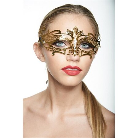 Kayso Regal Gold Floral Laser Cut Masquerade Mask with Clear ...