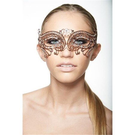 Kayso Rose Gold Laser Cut Metal Masquerade Mask with Clear Rhinestones ...