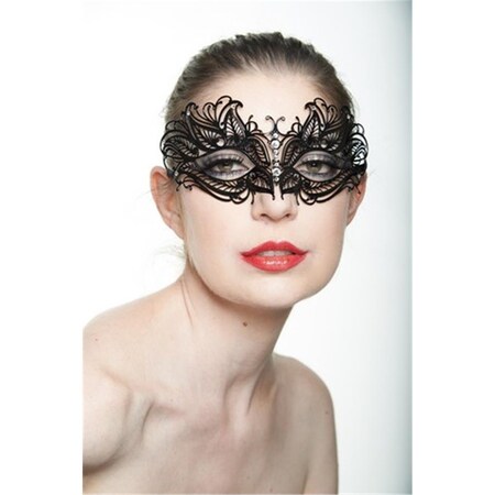 Perfectpretend Black Laser Cut Masquerade Mask with Clear Rhinestones ...