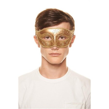 Perfectpretend Gold Plastic Masquerade Mask with Glitter PE655811 | Zoro