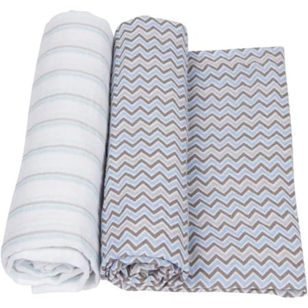 Miracleware MiracleWare 3547 Blue & Gray Muslin Swaddle; 2 Pack 3547 | Zoro
