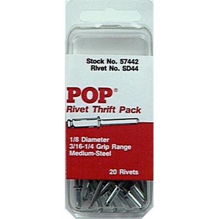 Heli-Coil Pop Sd44Bs 0.19-0.25-0.13 Diameter Rivets, 20PK HE57442 | Zoro