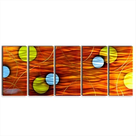 Metal Artscape 59 X 24 in Retro Platelets 5Paneled Handmade Metal Wall ...