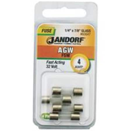 JANDORF SPECIALTY HARDW 4A Glass Fuse, 32V AC Fast-Acting, AGW series ...
