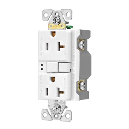 Cooper Wiring SGF20W Self-Test GFCI Receptacle Duplex- White 7335821 | Zoro