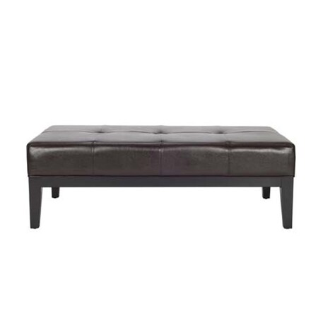 Safavieh Large Fulton Brown Leather Cocktail Ottoman HUD8236A | Zoro