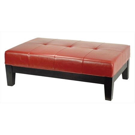 Safavieh Red Bi-cast Leather Cocktail Ottoman - Black and Red Leather ...
