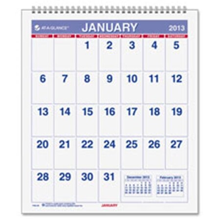 At-A-Glance At-A-Glance AAGPM528 Mini Monthly Wall Calendar; 1PPM; Jan ...