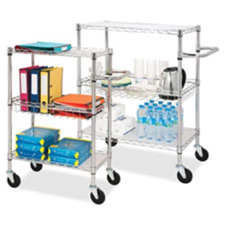 Lorell 3-Tier Wire Rolling Cart, 18 in. x 30 in. x 40 in., Chrome ...