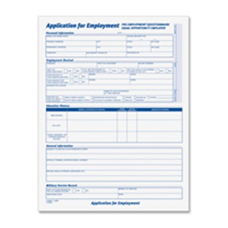 Tops Employment Application Forms, 11 in. x 17 in., 25-PK, White-BE Ink ...