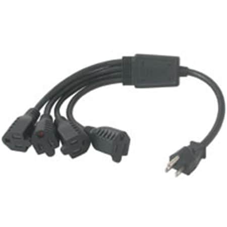 Fasttrack Extension Cord Adapter, 4 Outlets, Black FA132236 | Zoro