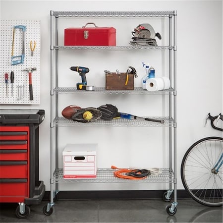 Trinity Trinity TBF-PS664 5 Tier Outdoor Wire Shelving Rack with Wheels ...