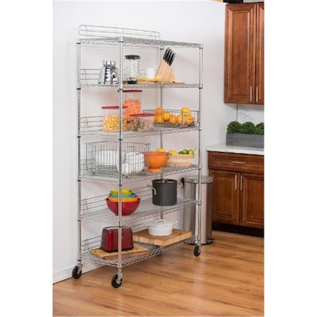 Trinity Trinity TBFC-0907 6 Tier Wire Shelving Rack with Wheels; Chrome ...