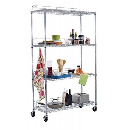 Trinity Trinity TBFZ-0905 4 Tier Wire Shelving Rack with Wheels; Chrome ...
