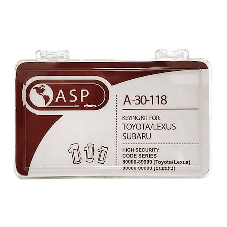 Asp TOYOTA TUMBLER KEYING KIT TOYOTA/LEXUS 80K, SUBARU 90K ASP-A-30-118 ...