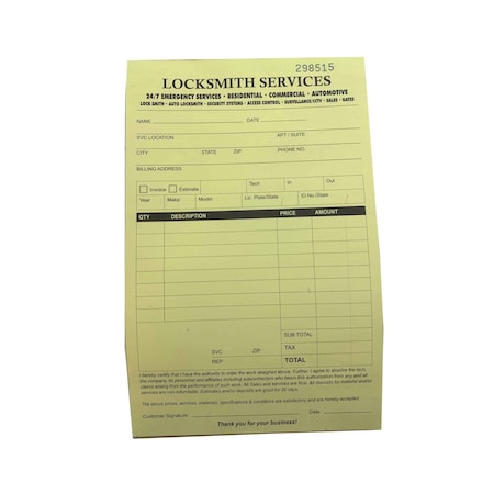 Premier Premier: UHS Service:Receipt Book (Invoices) For Locksmith RBFL ...