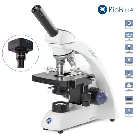 Euromex BioBlue 40X-1200X Monocular Portable Compound Microscope w ...