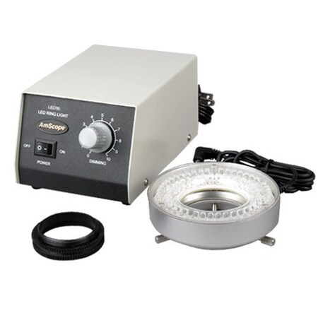 Amscope 80-LED Microscope Ring Light w Heavy-Duty Metal Box and Adapter ...