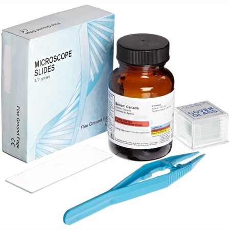 Amscope Microscope Slide Making Kit - Synthetic Balsam, Slides, Forceps ...