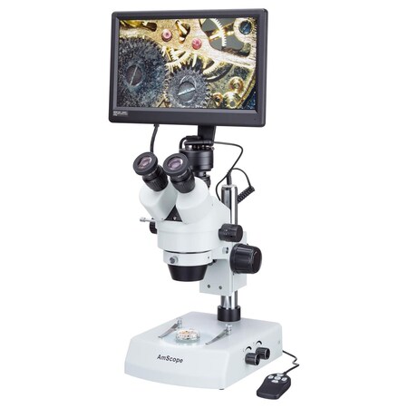 Amscope 7X-45X LED Trinocular Zoom Stereo Microscope With 1080p Camera ...