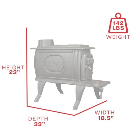 US STOVE COMPANY 900 Sq Ft Logwood Cast Iron Wood Stove (US1269E) | Zoro
