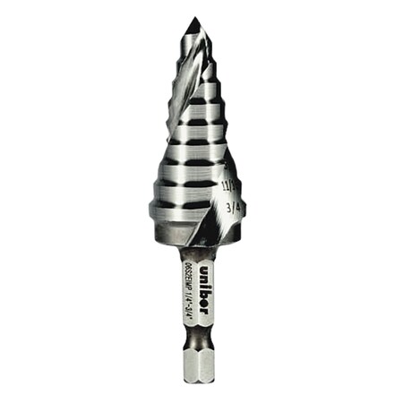 Unibor 1/4in- 3/4in Impact Pro Step Drill, Spiral Flute 06S2EIMPCO | Zoro