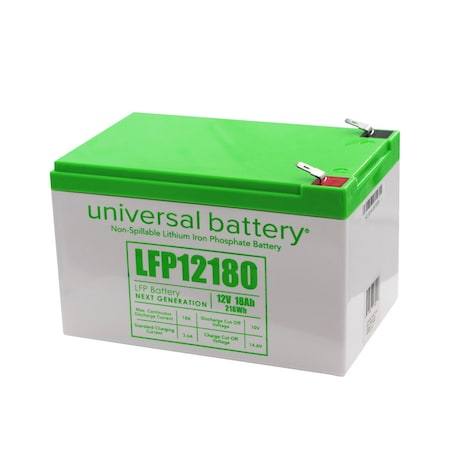 Upg Lithium LFP Battery, 12.8 V, 18Ah, in a 12Ah case, F2 (Faston Tab ...