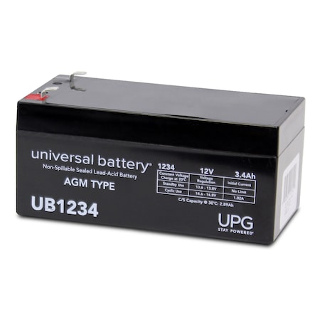 Upg Sealed Lead Acid Battery, 12 V, 3.4Ah, UB1234, F1 (Faston Tab ...