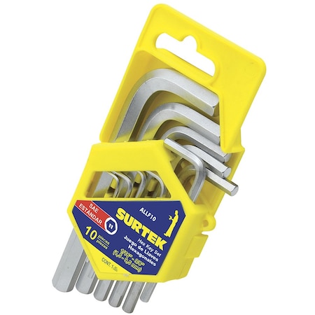 Surtek Hex Key Allen Wrench Set, 10 LShaped Imperial Pieces On Rack ...
