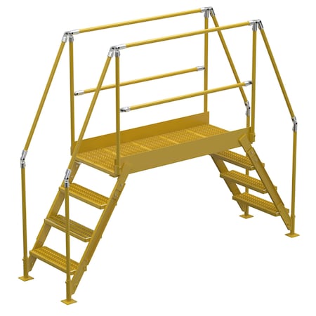 Vestil 4 Step Cross-Over Ladder 38"H x 50"W Yellow Powder Coat Steel ...