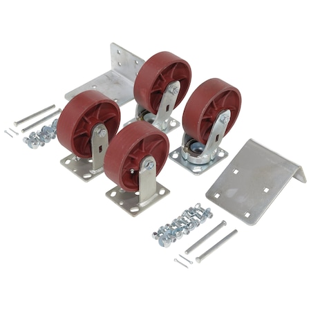 Vestil 6"X2" DUCTILE STEEL CASTER KIT 8K, PK4 H-CK4-SC6-2HD | Zoro
