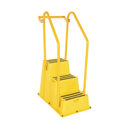 Vestil Step Polyethylene Nestable 3 Step Yellow with Hand & Back Rail ...