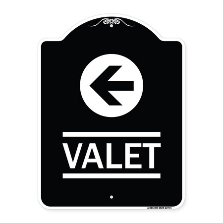 Signmission Designer Series Valet Left Arrow, Black & White Heavy-Gauge ...