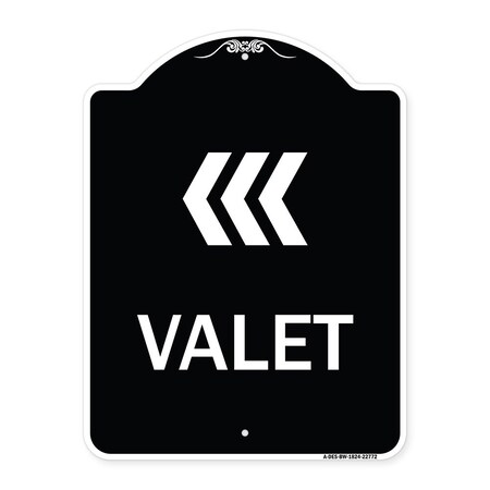 Signmission Designer Series Valet Left Arrow, Black & White Heavy-Gauge ...