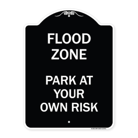 Signmission Designer Series Sign Flood Zone, Black & White Heavy-Gauge ...